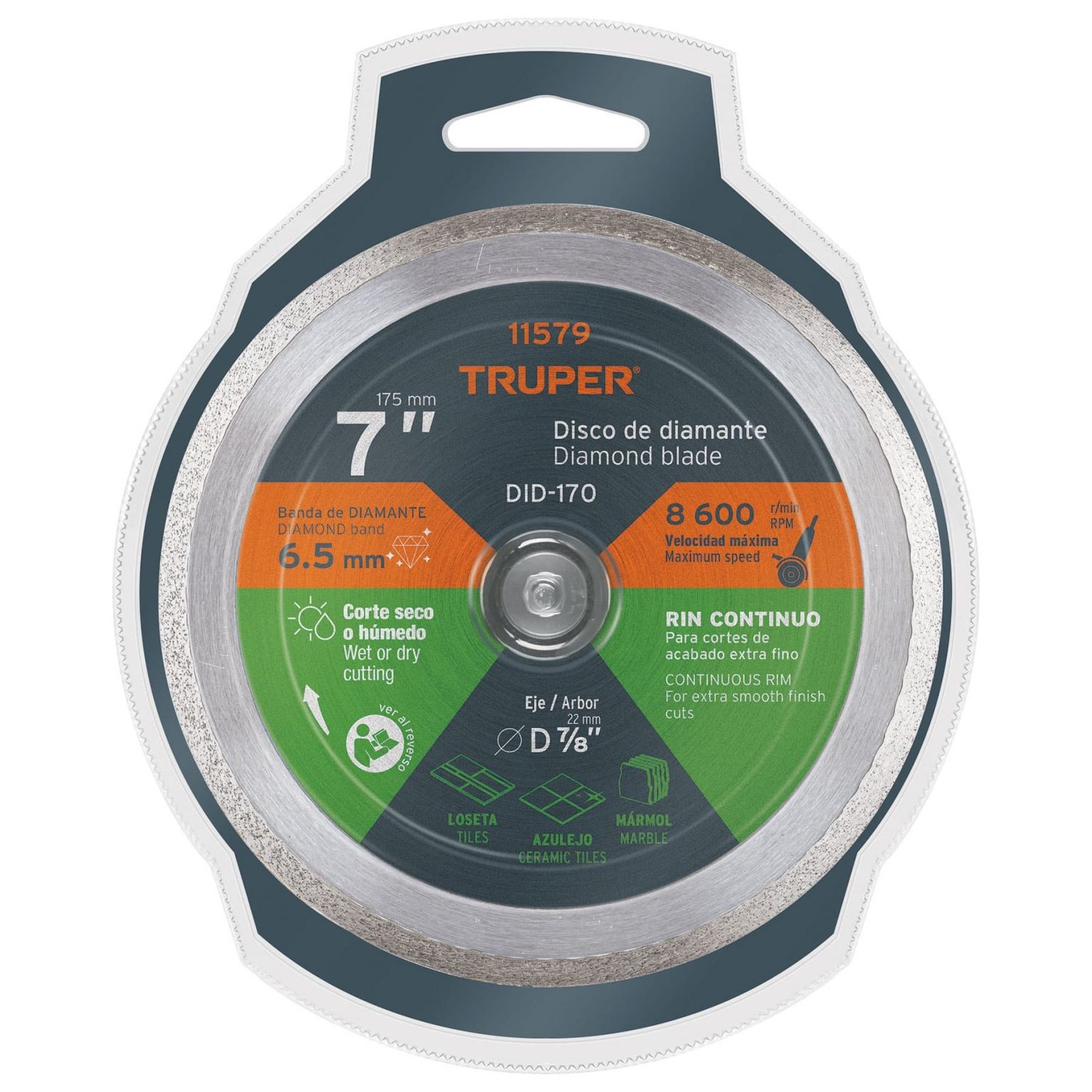 Disco de diamante de 7" x 2.2 mm rin continuo, Truper - FERRETERIA F&C ...