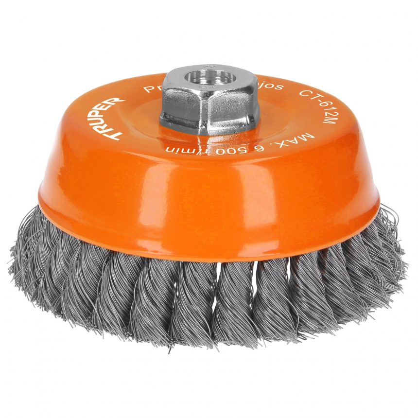 Carda copa 5" alambre trenzado fino, eje M14, Truper - FERRETERIA F&C PROVIDER SAC